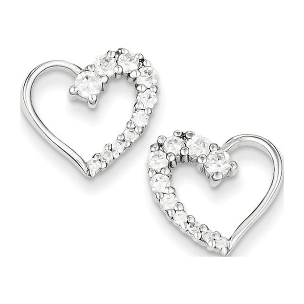Sterling Silver Cubic Zirconia Journey Earrings - Measures 12x13mm Wide ...