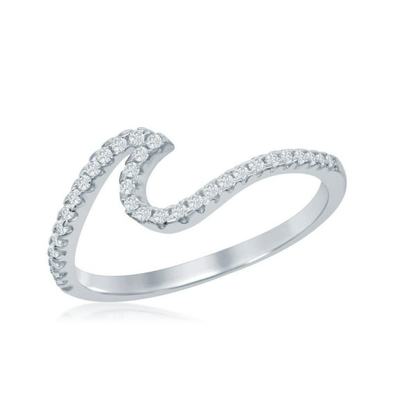 Sterling Silver Cubic Zirconia Wave Design Ring - Walmart.com