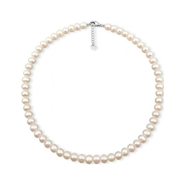 Sterling Silver Cultured Freshwater Pearl Single Strand Necklace For