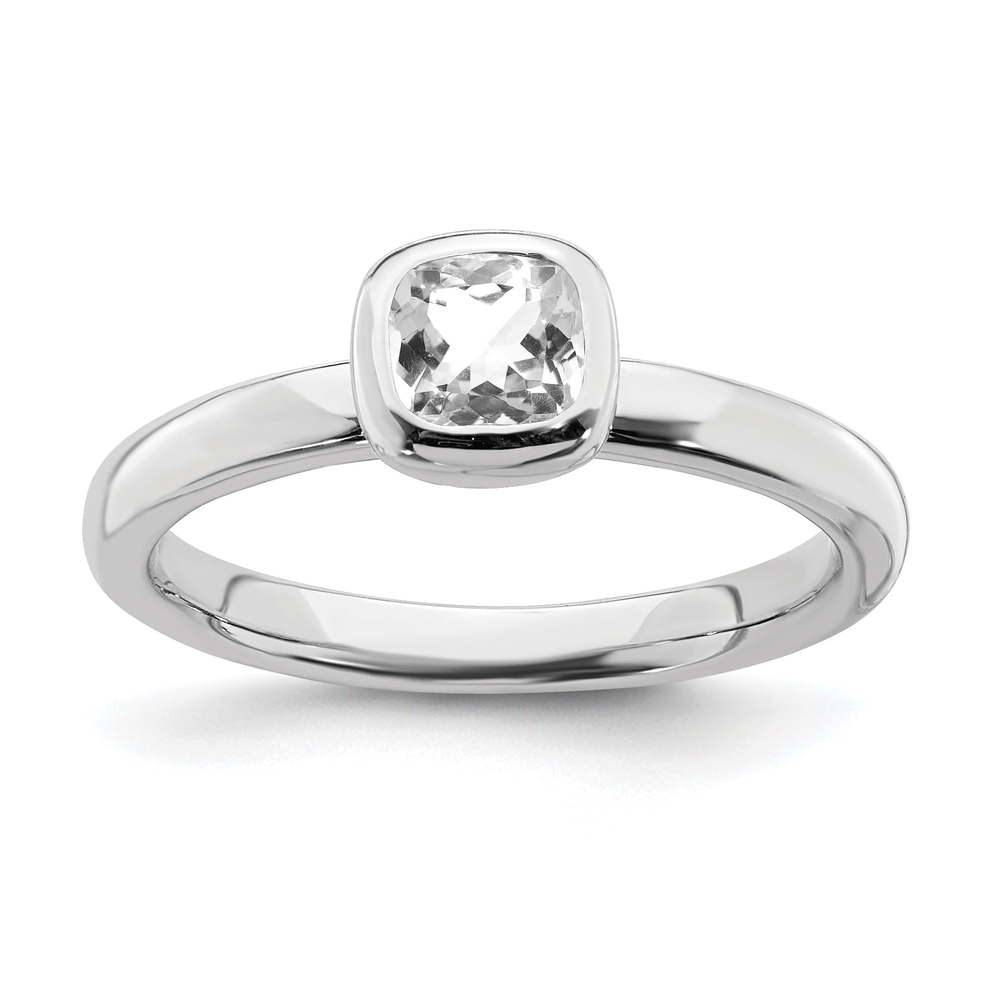 Sterling Silver Cushion Cut White Topaz Ring - Walmart.com
