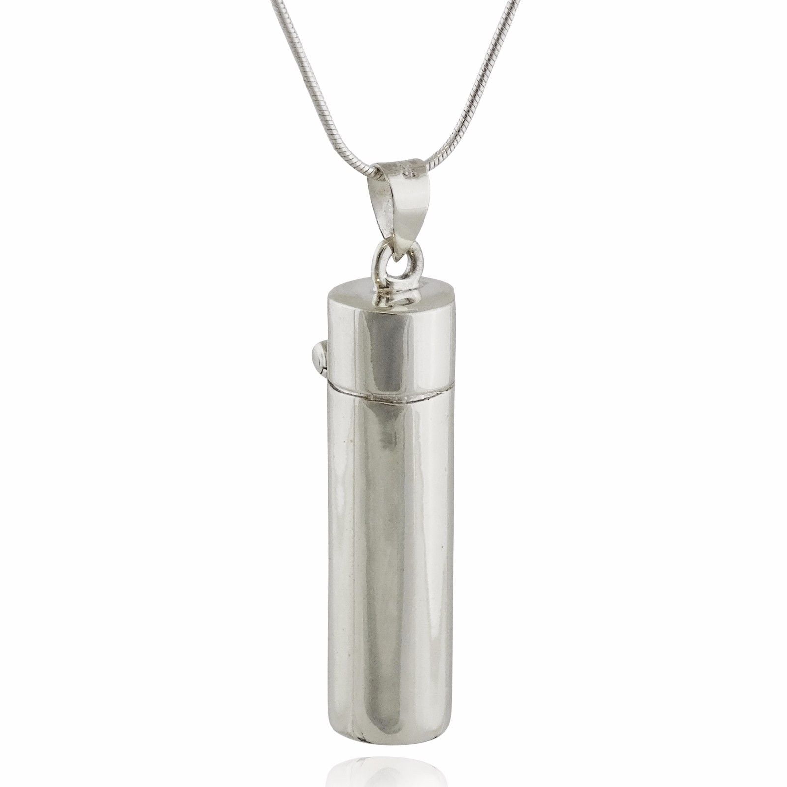 Sterling Silver Cylinder Locket Memorial Urn Necklace for Ashes, 18 ...