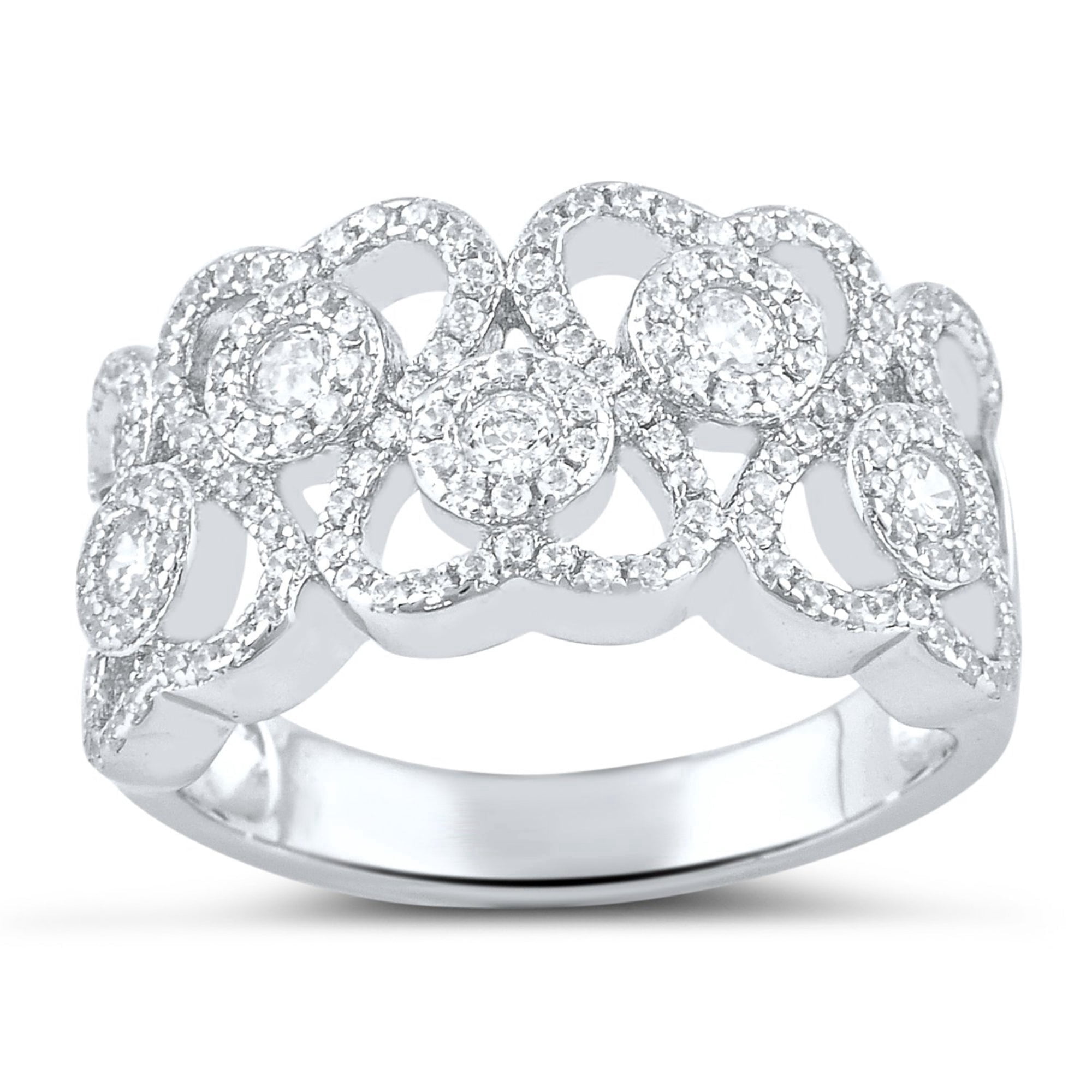 SilverCloseOut Sterling Silver Cz Repeating Heart Ring - Walmart.com