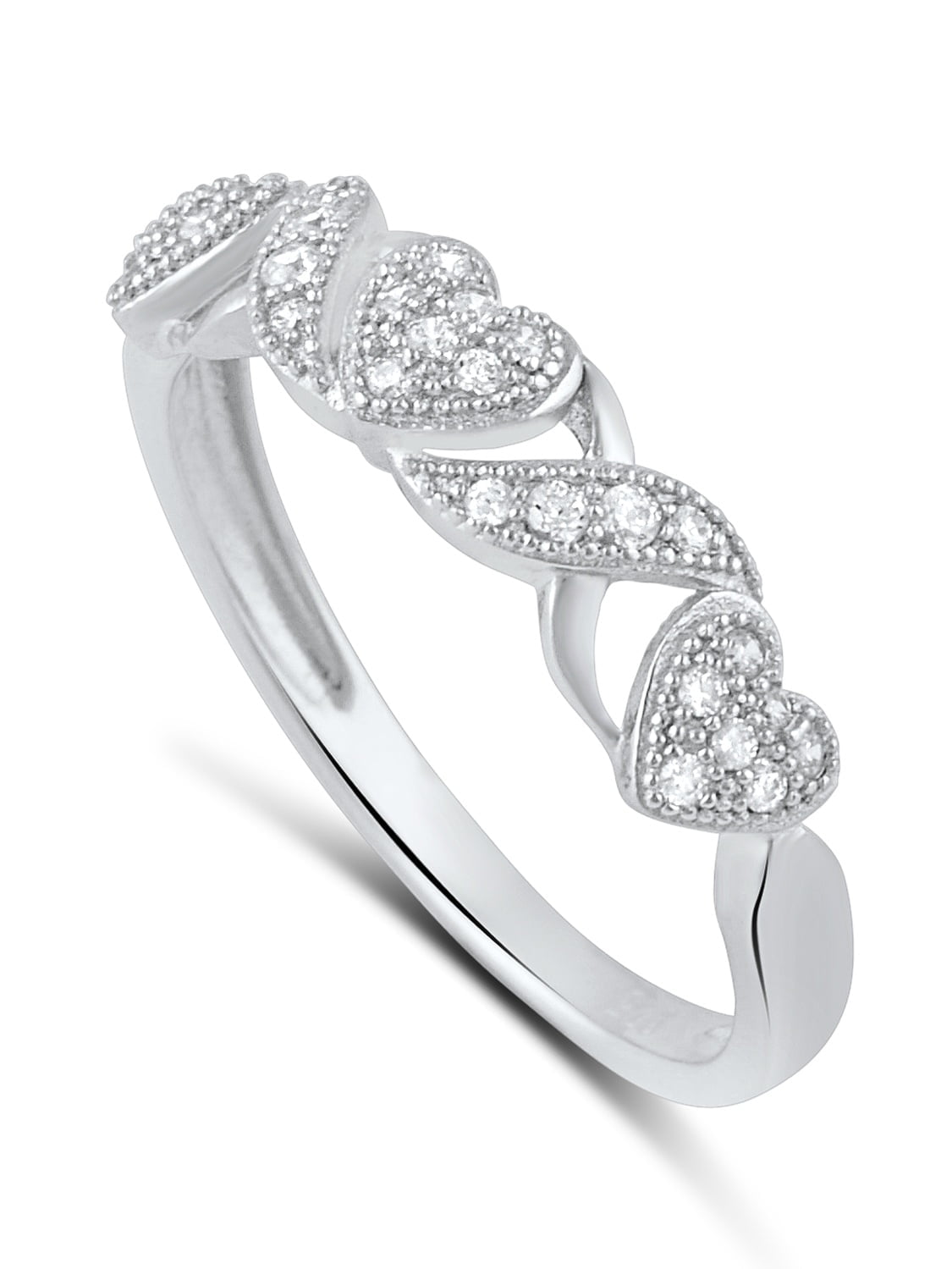 Sterling Silver Cz Thin XO Heart Stackable Ring for Women and Teens ...