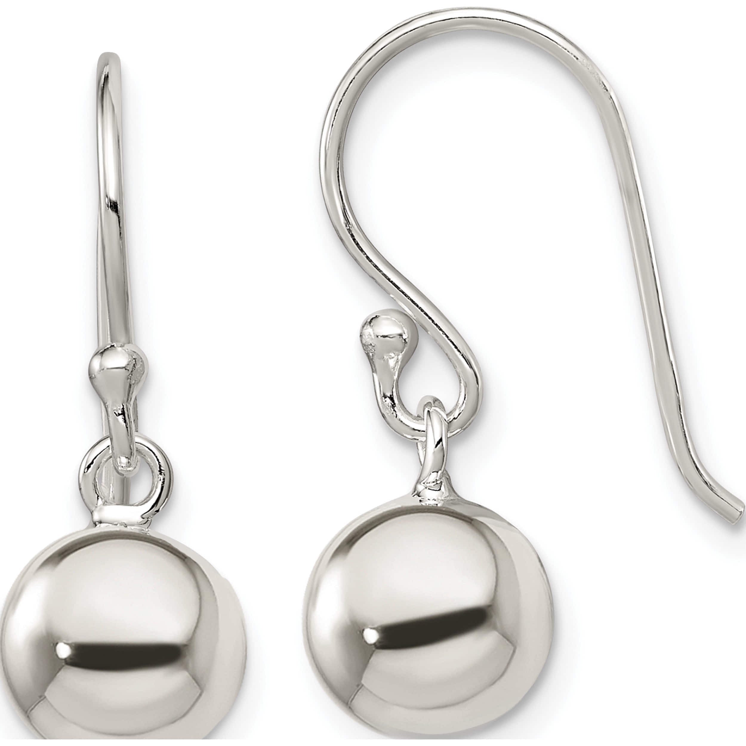 Sterling Silver Dangle Ball Shephard Hook Earrings (19 X 9) Made In ...
