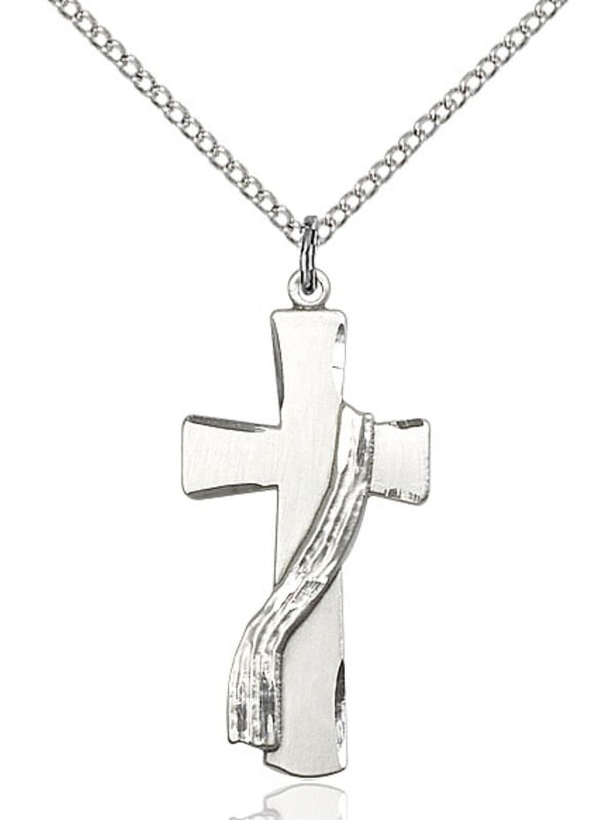 Sterling Silver Deacon Cross Pendant 1 1/8 x 1/2 inches with 18 inch ...