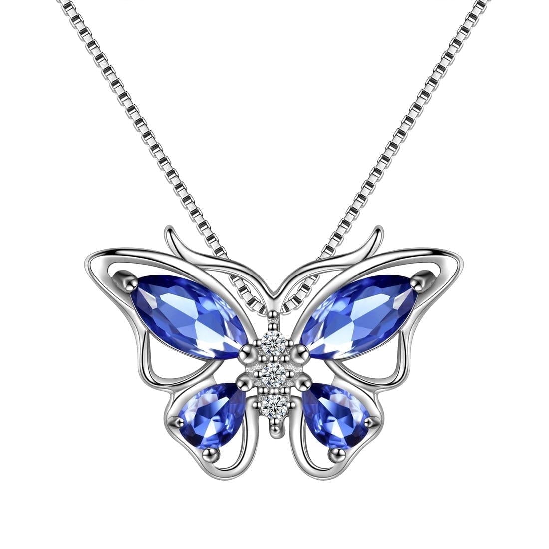 Juwaliy December Birthstone Necklace Tanzanite Blue Butterfly Necklaces ...