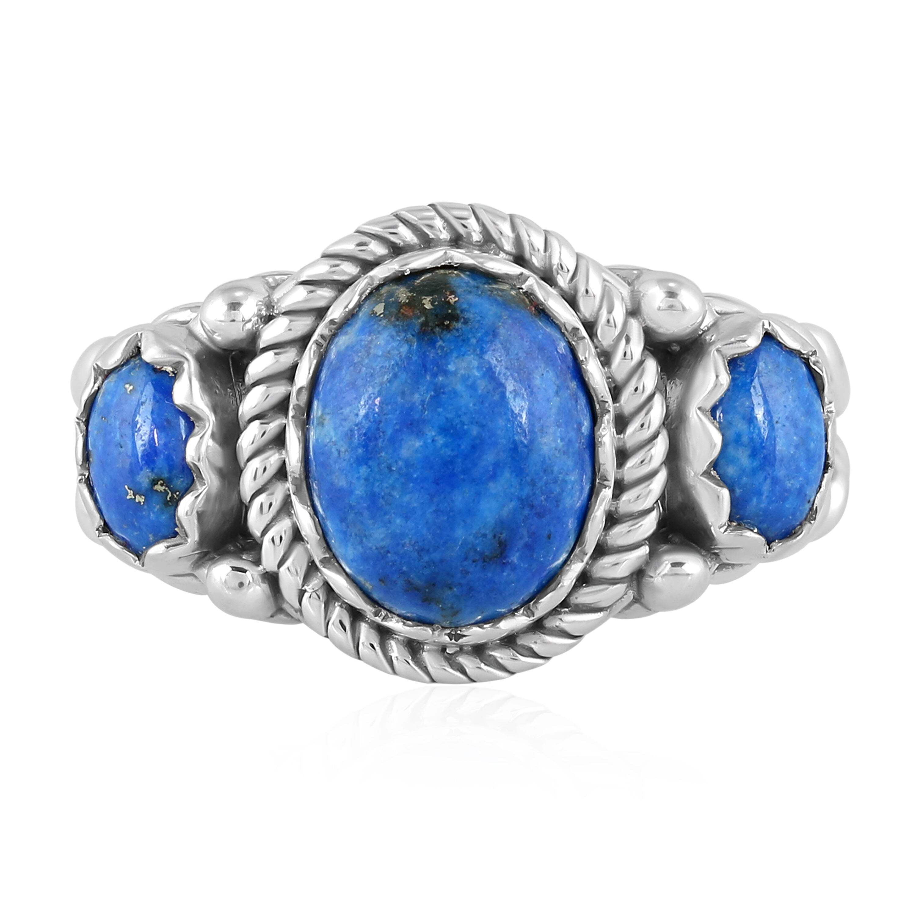 Sterling Silver Lapis 3-Stone Ring, Sizes 5 to 10 - Walmart.com