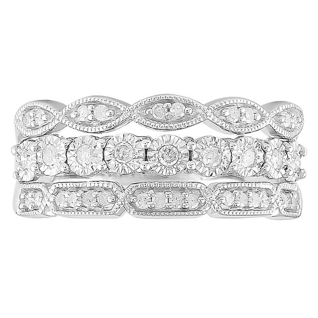 Sterling Silver Diamond 3-Layer Band Ring - Walmart.com