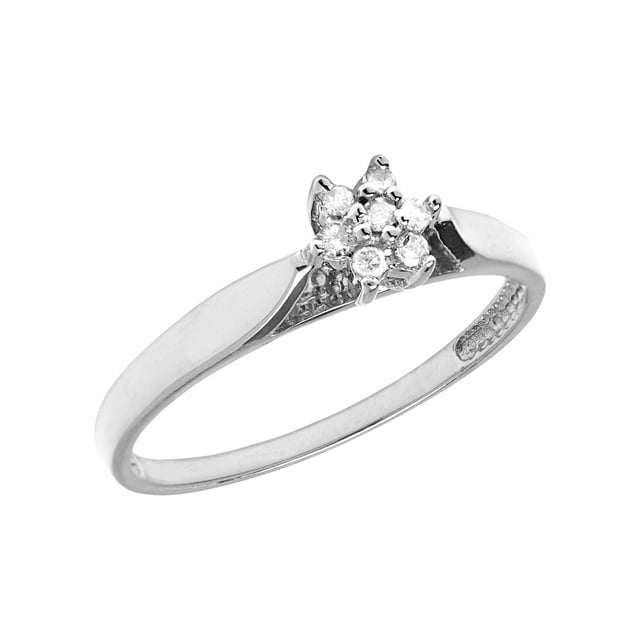 Sterling Silver Diamond Cluster Ring - Walmart.com