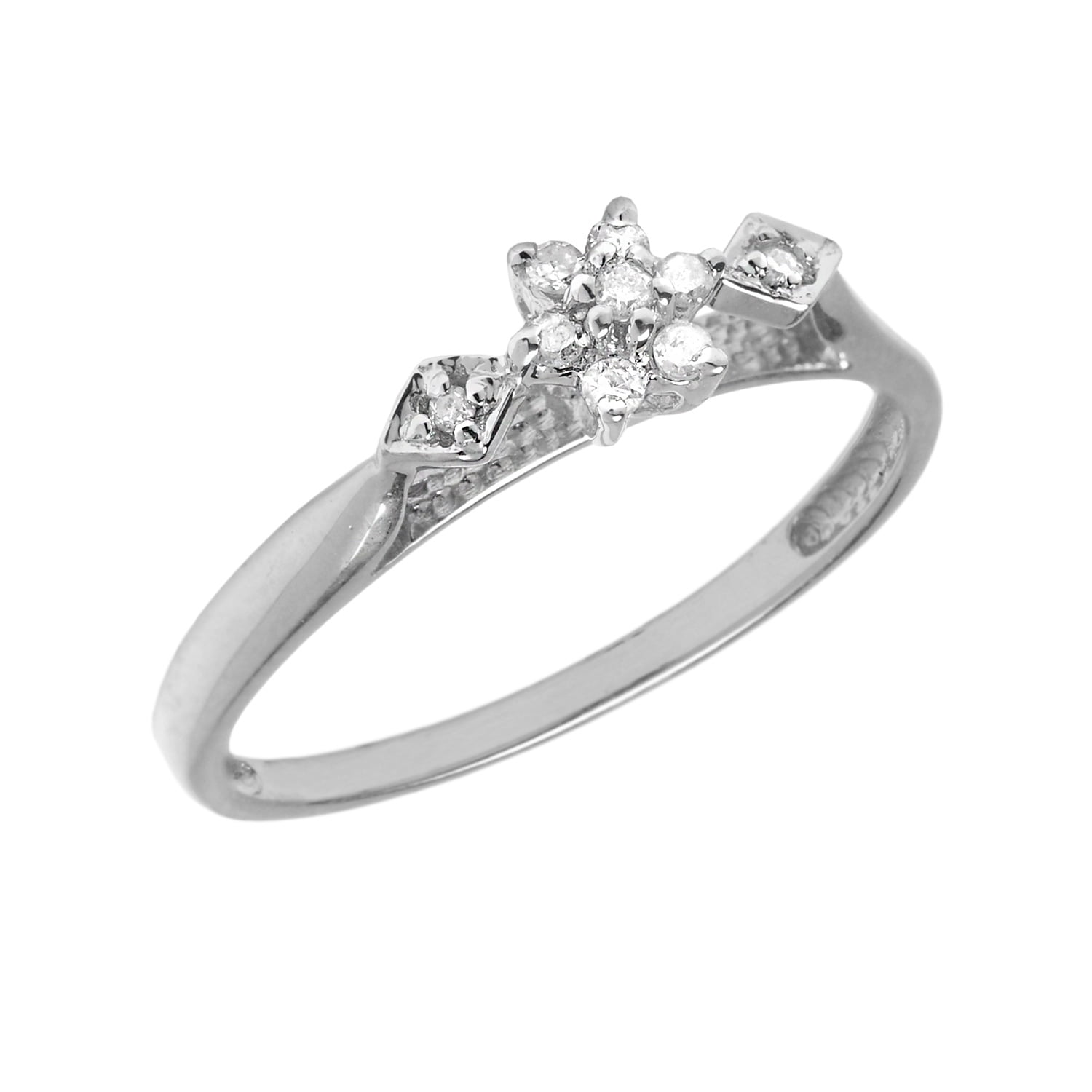 Sterling Silver Diamond Cluster Ring - Walmart.com