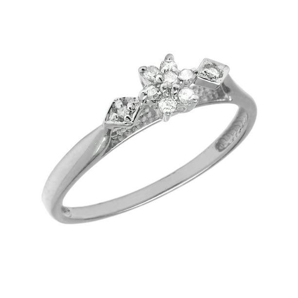 Sterling Silver Diamond Cluster Ring - Walmart.com