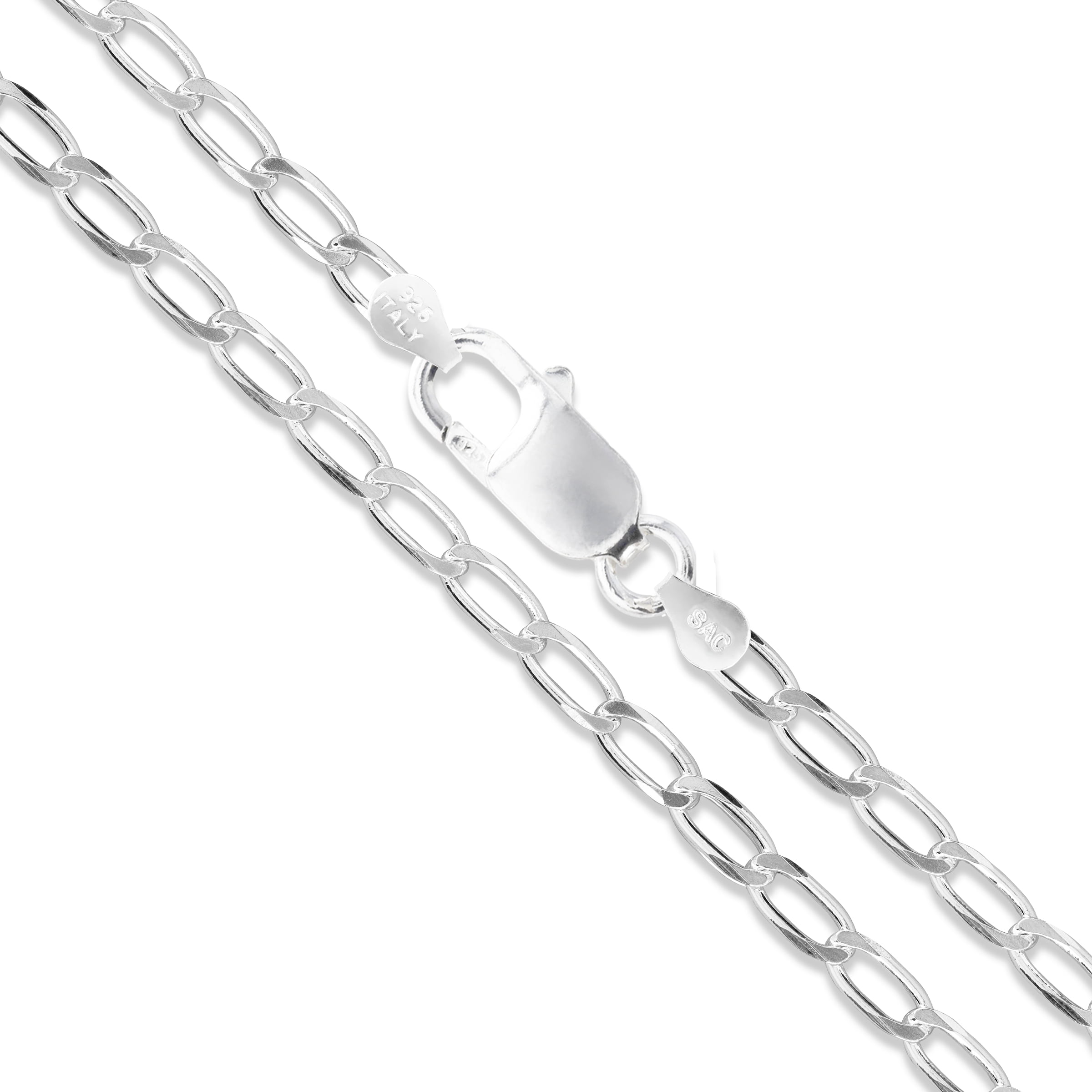 Sac Silver Sterling Silver Diamond-Cut Curb Chain Necklace, Solid 925 ...