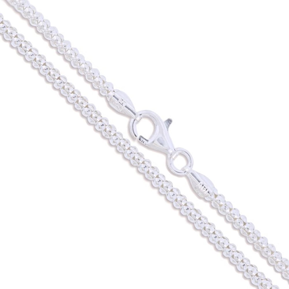 Sterling Silver Diamond-Cut Popcorn Chain 1.3mm Solid 925 Italy ...