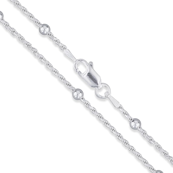 Sterling Silver Diamond-Cut Rope Bead Chain 1.5mm Solid 925 Italy 18 ...