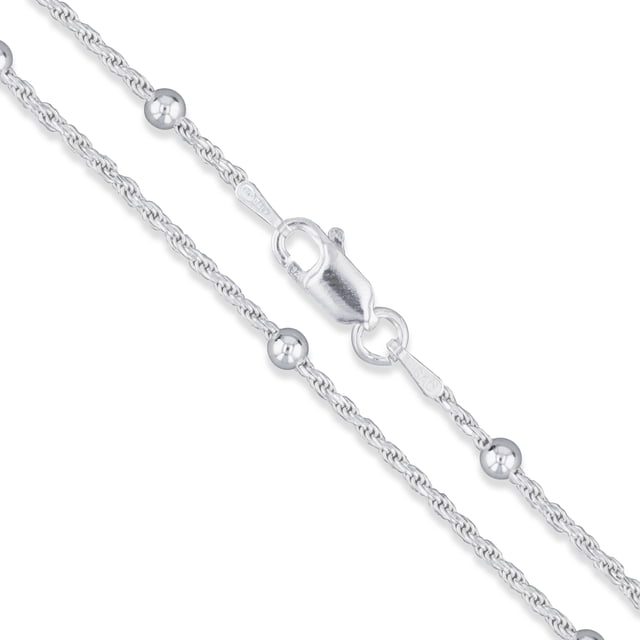 Sterling Silver Diamond-Cut Rope Bead Chain 1.5mm Solid 925 Italy 18 ...