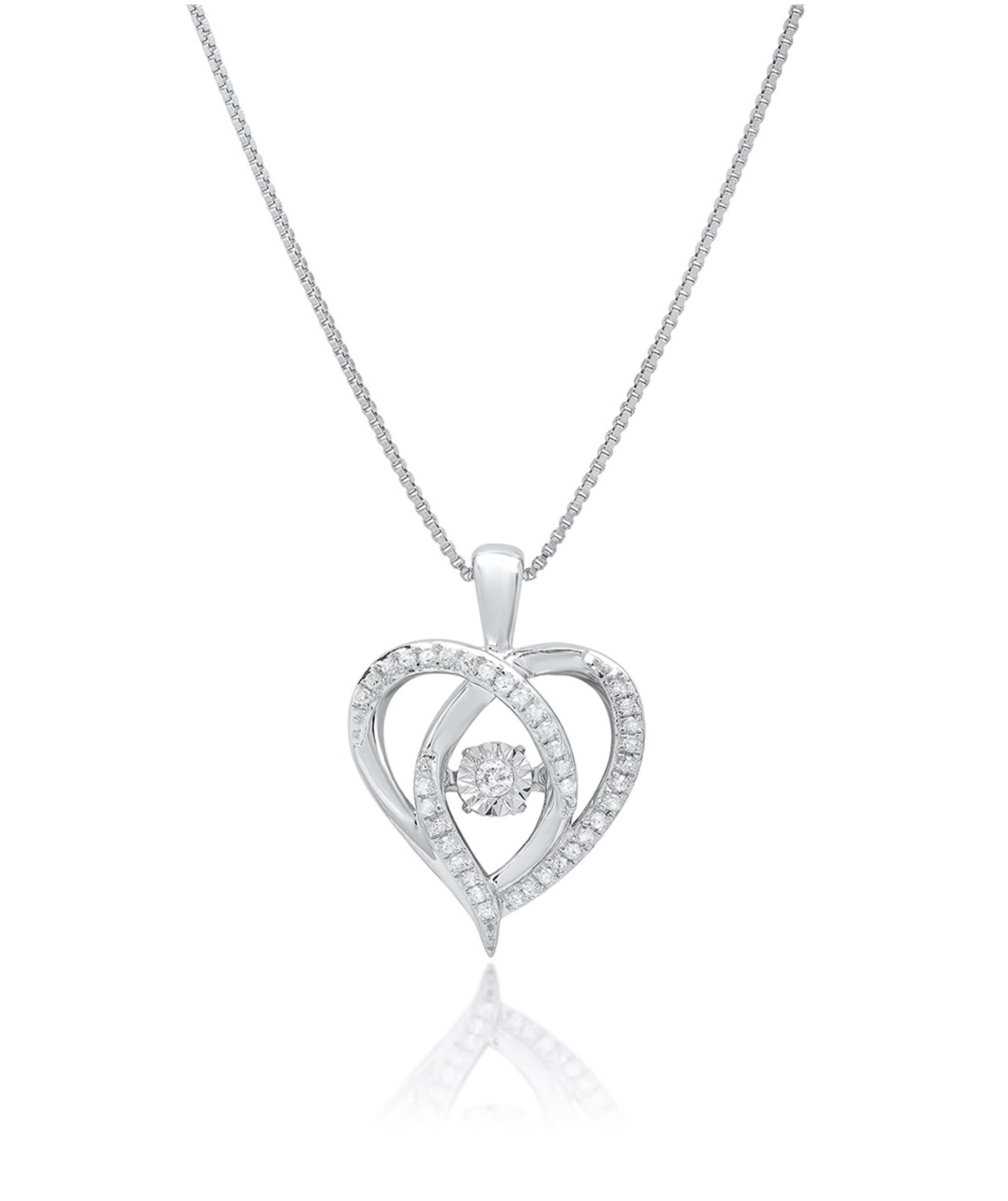 Sterling Silver Diamond Heart Necklace for Women | Dancing Diamond ...