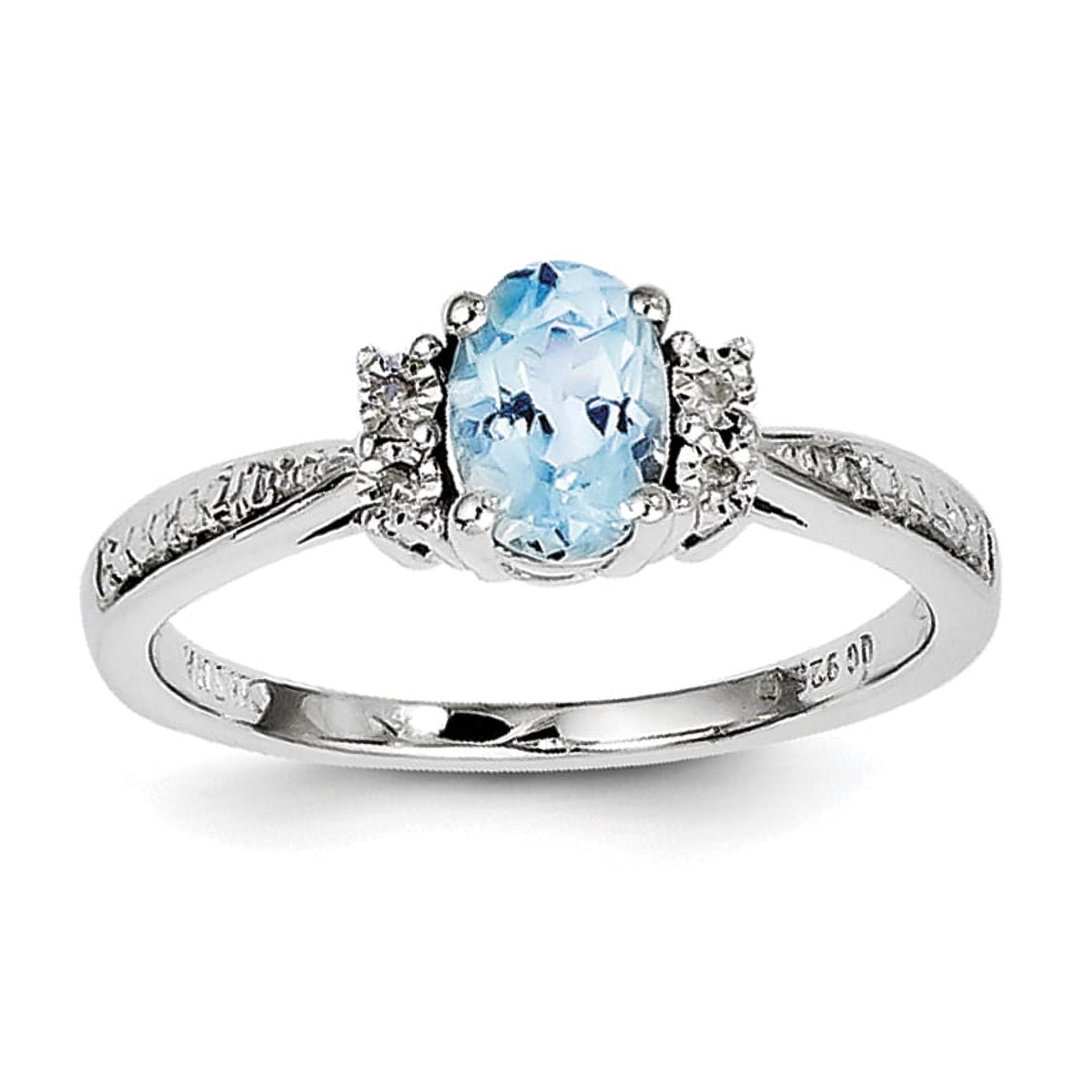 Sterling Silver Rhodium Diam. & Light Blue Topaz Ring QR4535BT ...