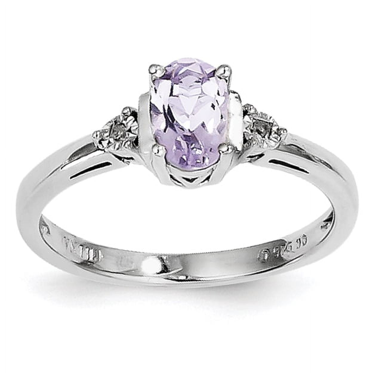 925 Sterling Silver Diamond and Pink Amethyst Ring Size 6 2mm Wide ...
