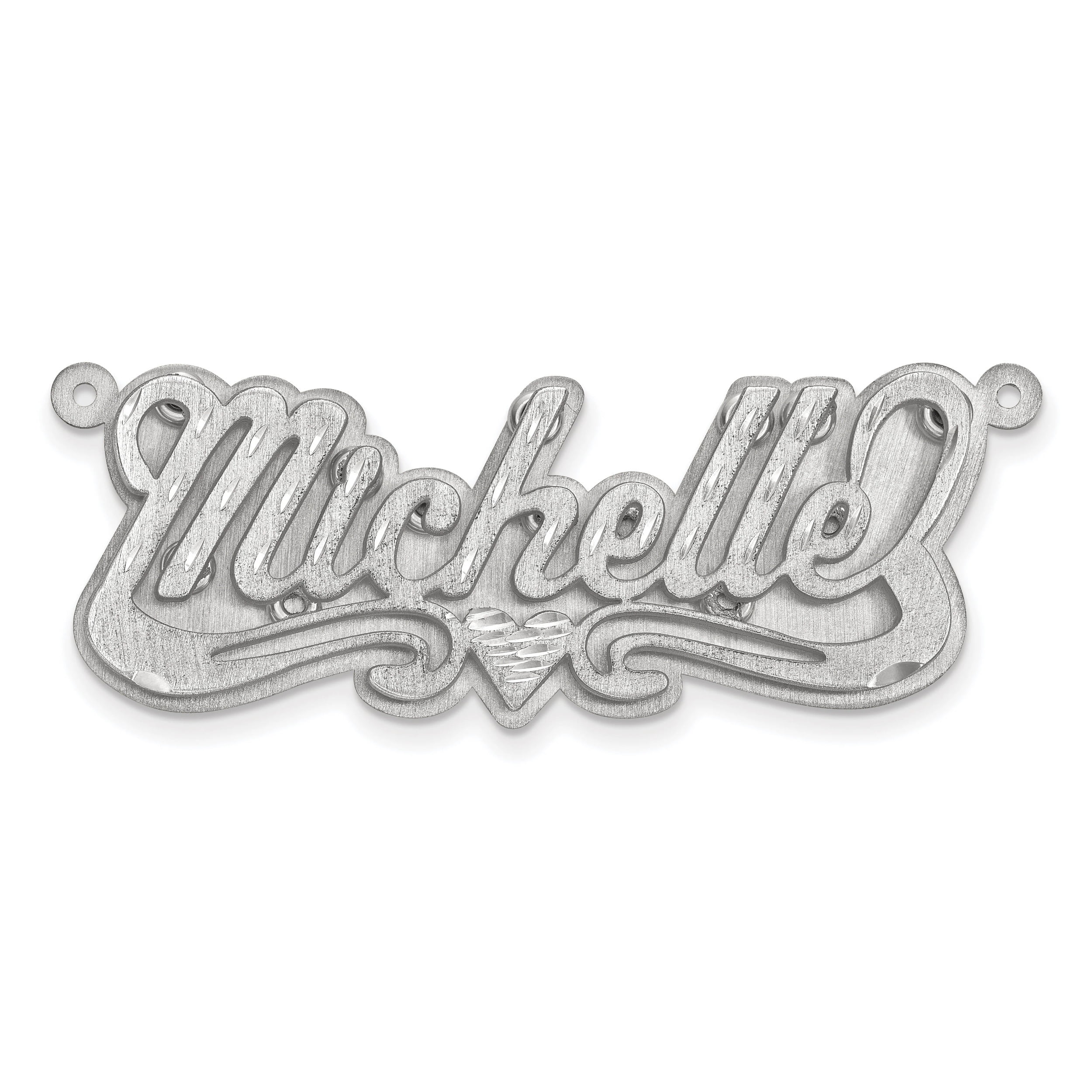 SS/Rhodium-plated 3D Satin Diamond-cut Heart Name Plate XNA239SS ...