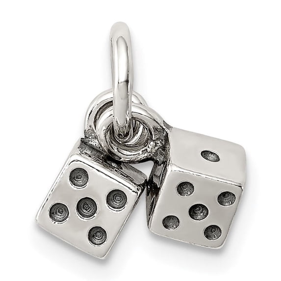 Sterling Silver Dice Charm Pendant Necklace, 925 Gaming Jewelry for Men ...