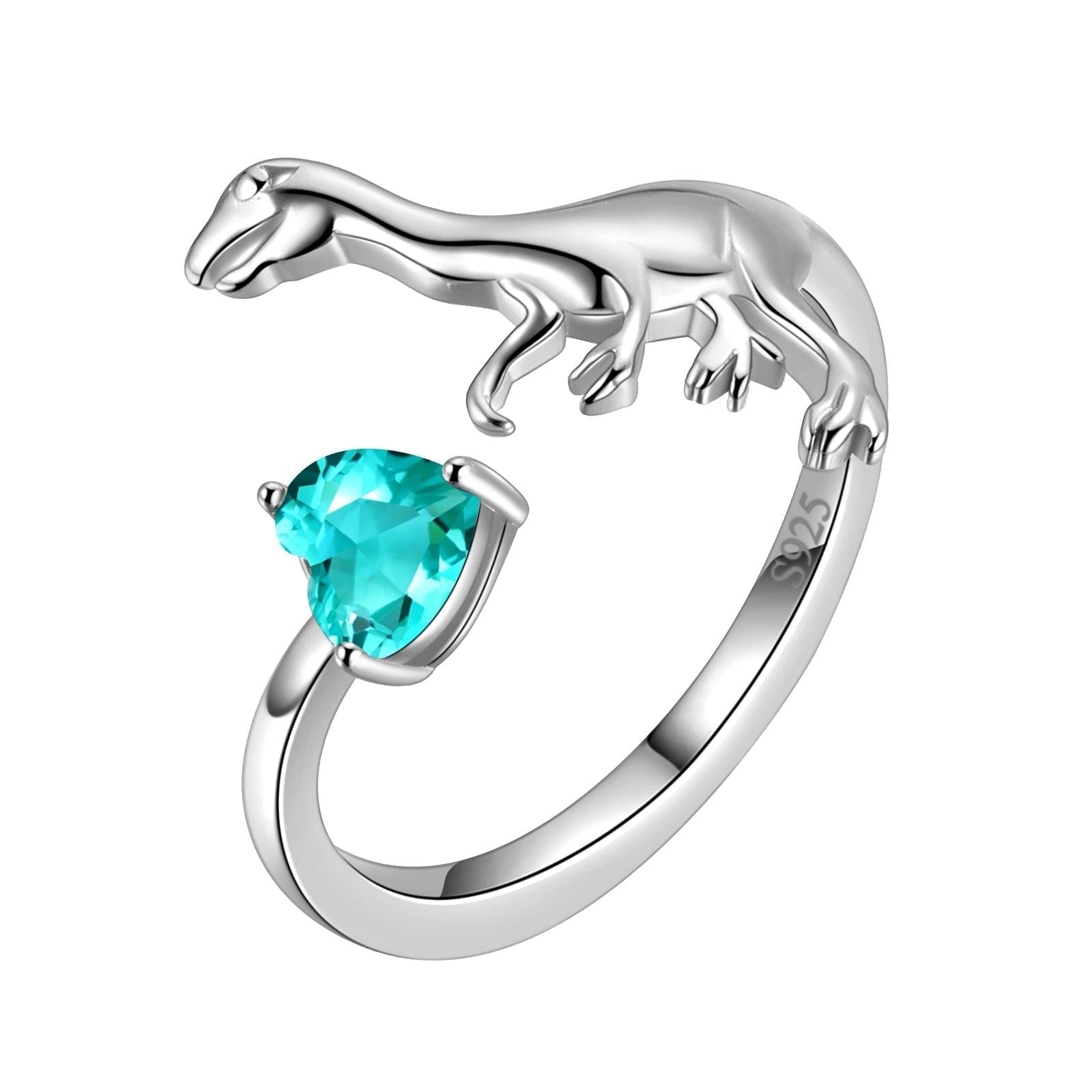 Sterling Silver Dinosaur Ring Open Cute Animal Velociraptor Blue ...