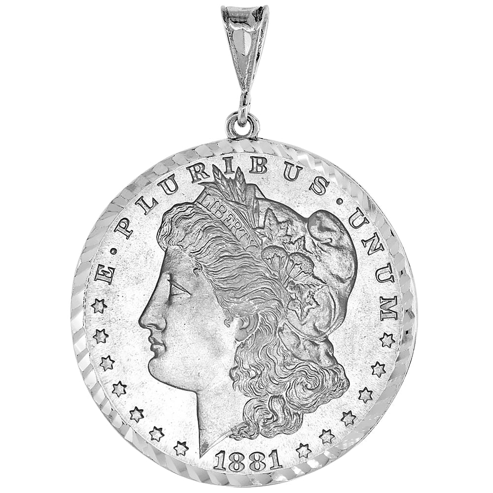 Sterling Silver Dollar Bezel 38 mm Coins Prong Back Diamond Cut Mexican ...