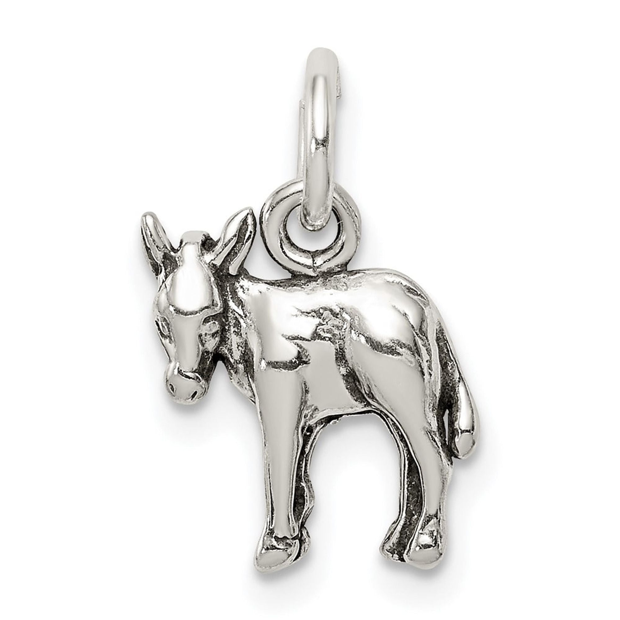 Sterling Silver Donkey Pendant Charm for Necklace or Bracelet, 3D Farm ...