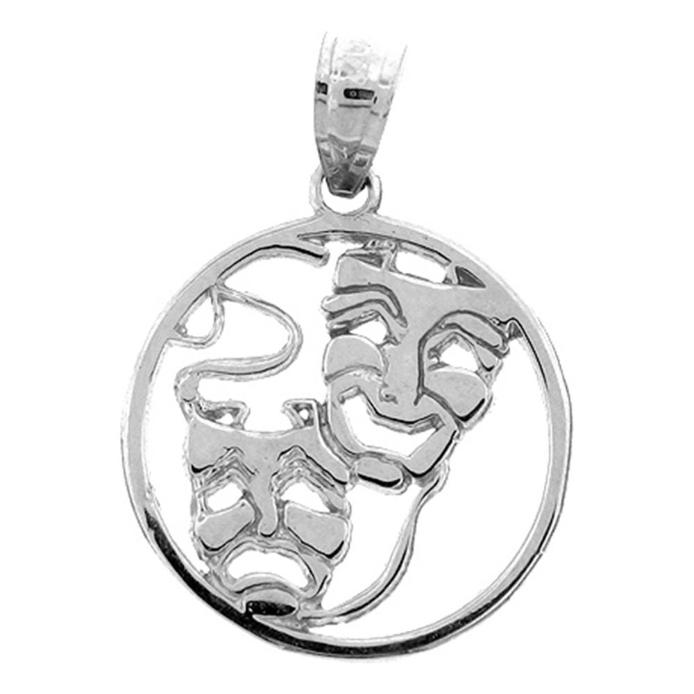 Sterling Silver Drama Mask, Laugh Now, Cry Later Pendant - 20 mm ...