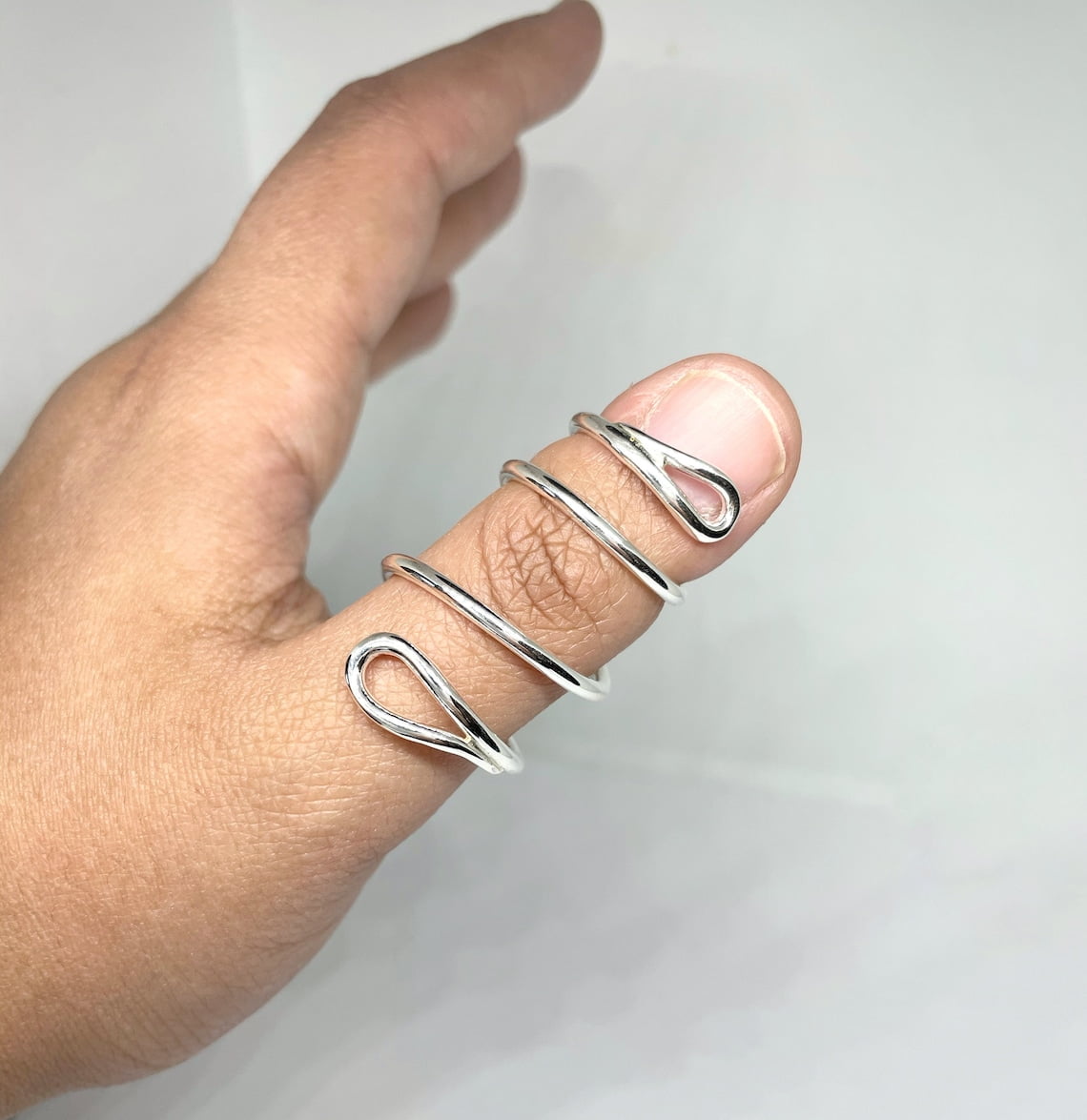 Sterling Silver Drop Spiral Splint Ring • Spiral Splint Ring • Thumb ...