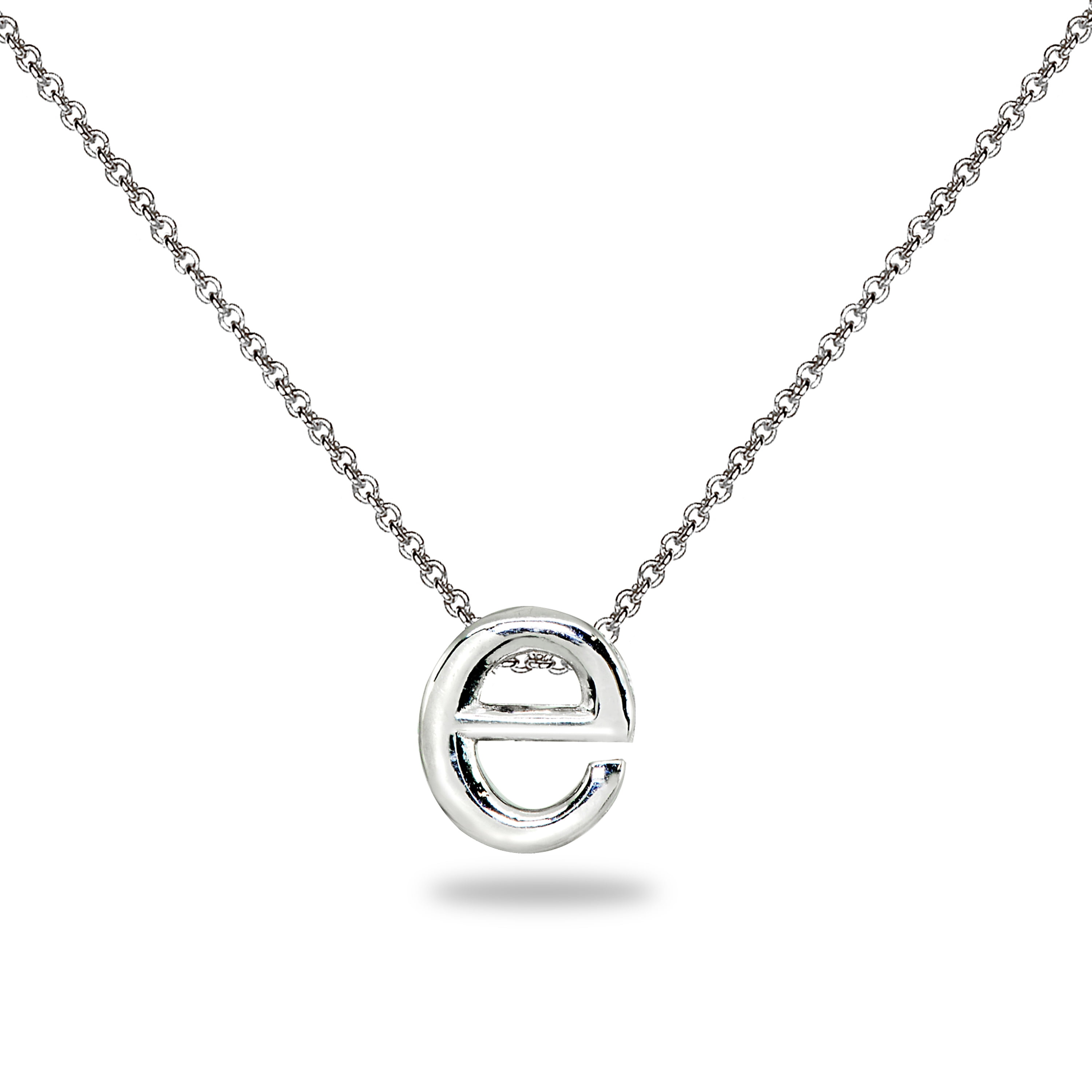 Sterling Silver E Letter Initial Alphabet 925 Silver Necklace, 15 ...