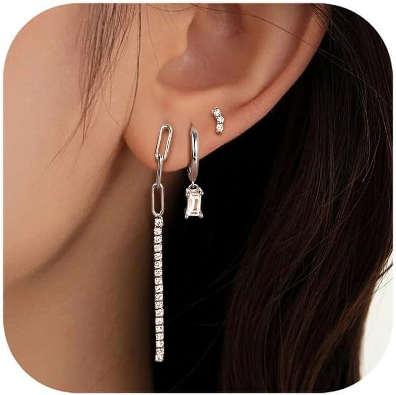 Sterling Silver Earring Sets For Multiple Piercing 14K Gold Plated ...