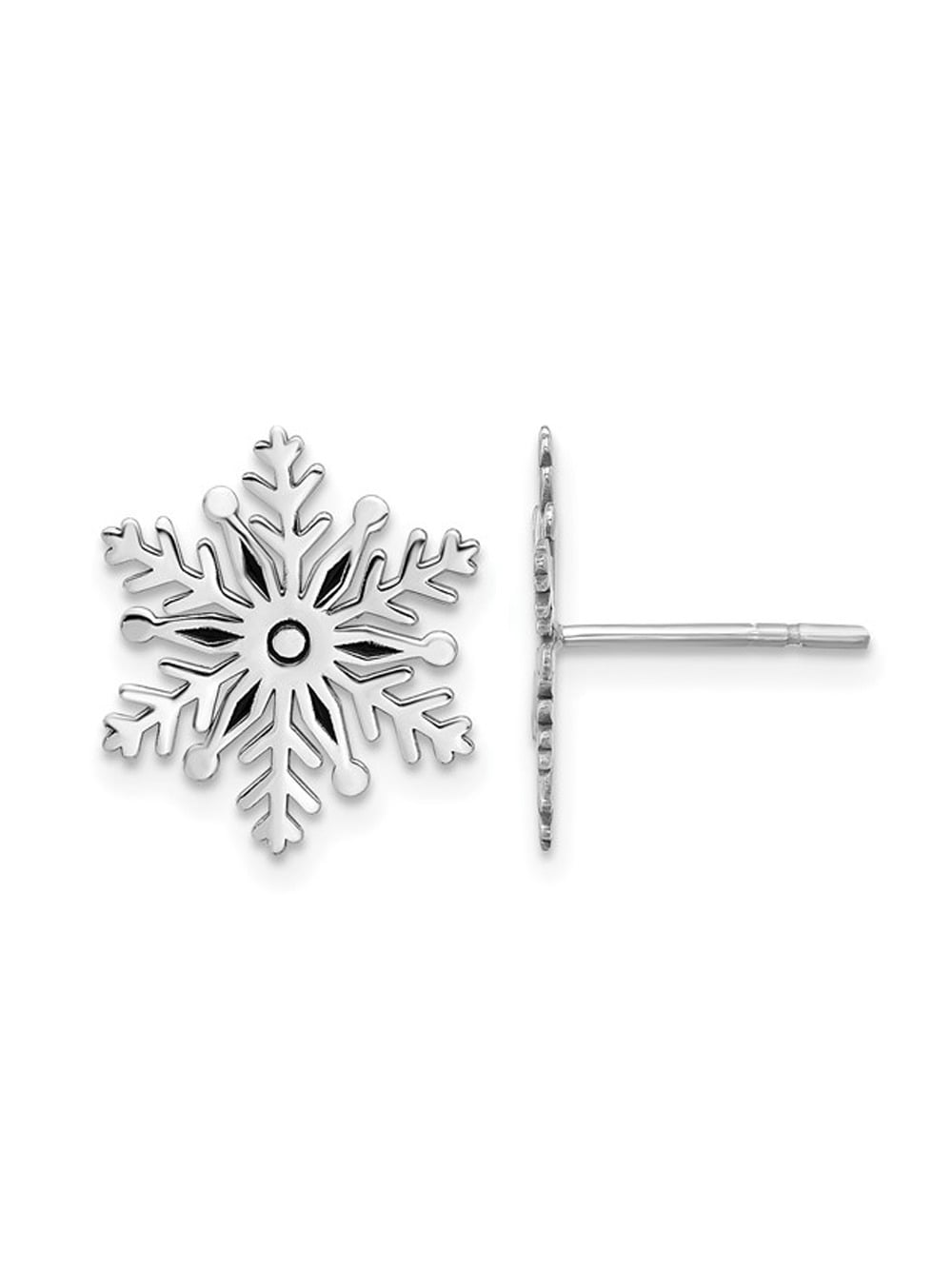 Sterling Silver Enamel Snowflake Post Earrings - Walmart.com