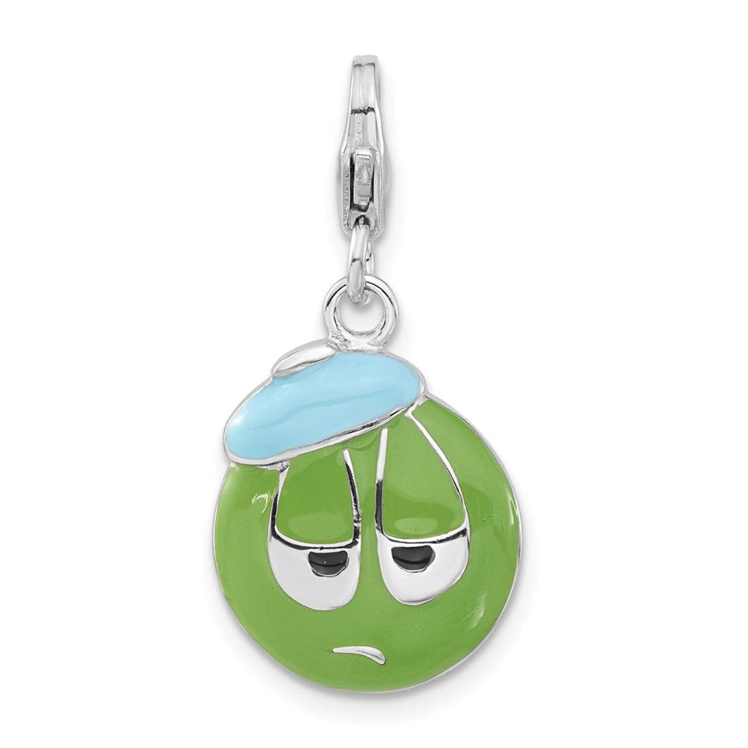 Amore La Vita Sterling Silver Enameled 3-D Sad Face w/ Lobster Clasp ...