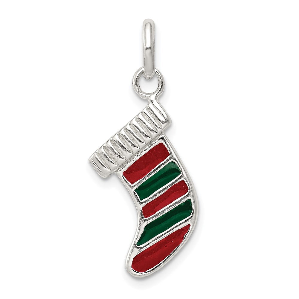 Sterling Silver Enameled Christmas Stocking Charm - Walmart.com