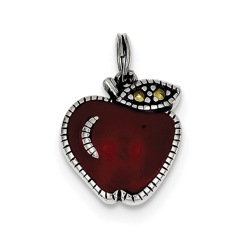 Sterling Silver Enameled Red Apple Charm - Walmart.com