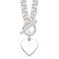 Sterling Silver Engraveable Heart Disc on Fancy Link Toggle 18in ...