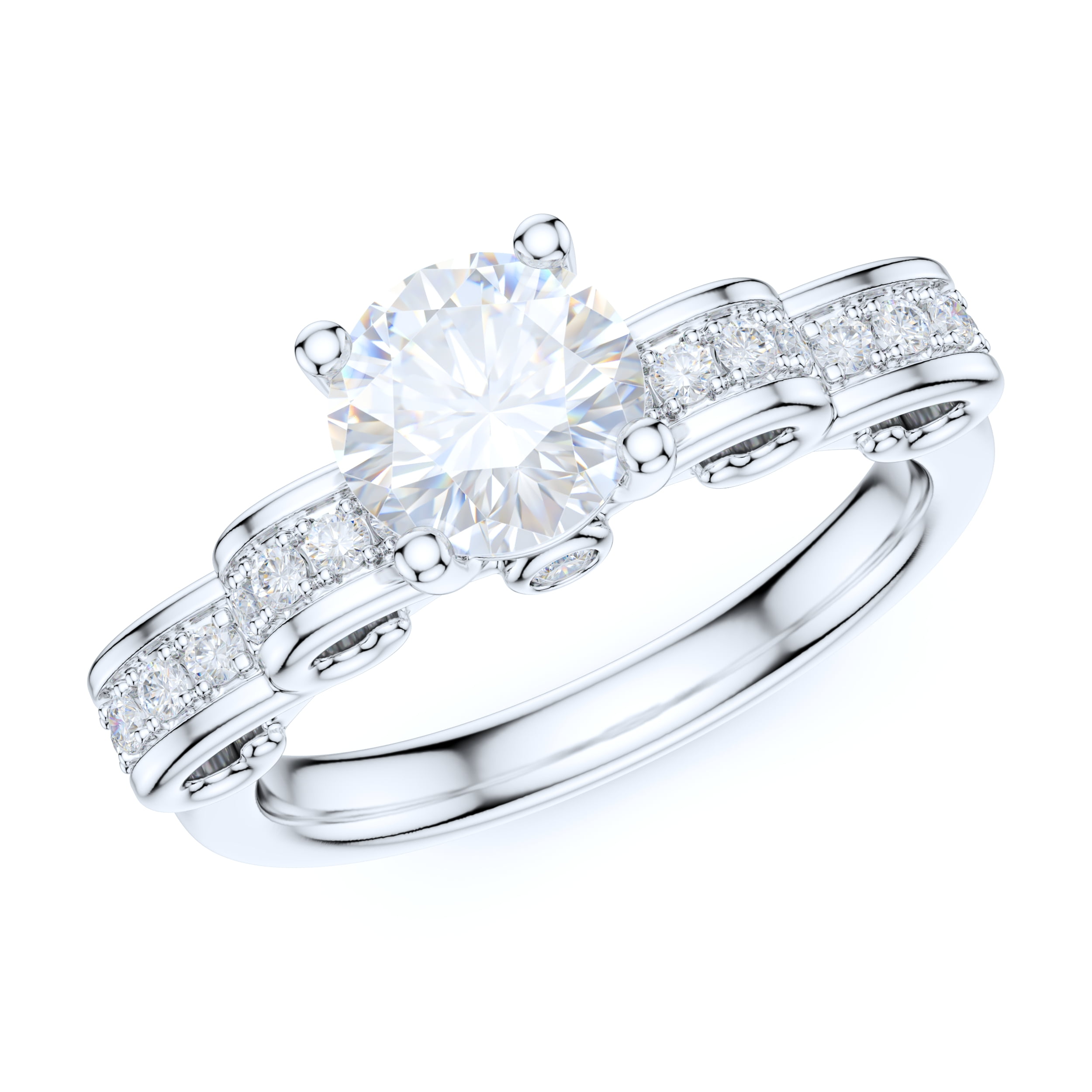 Sterling Silver Fancy Ribbon 1CT Simulated Round Brilliant Cut Diamond ...