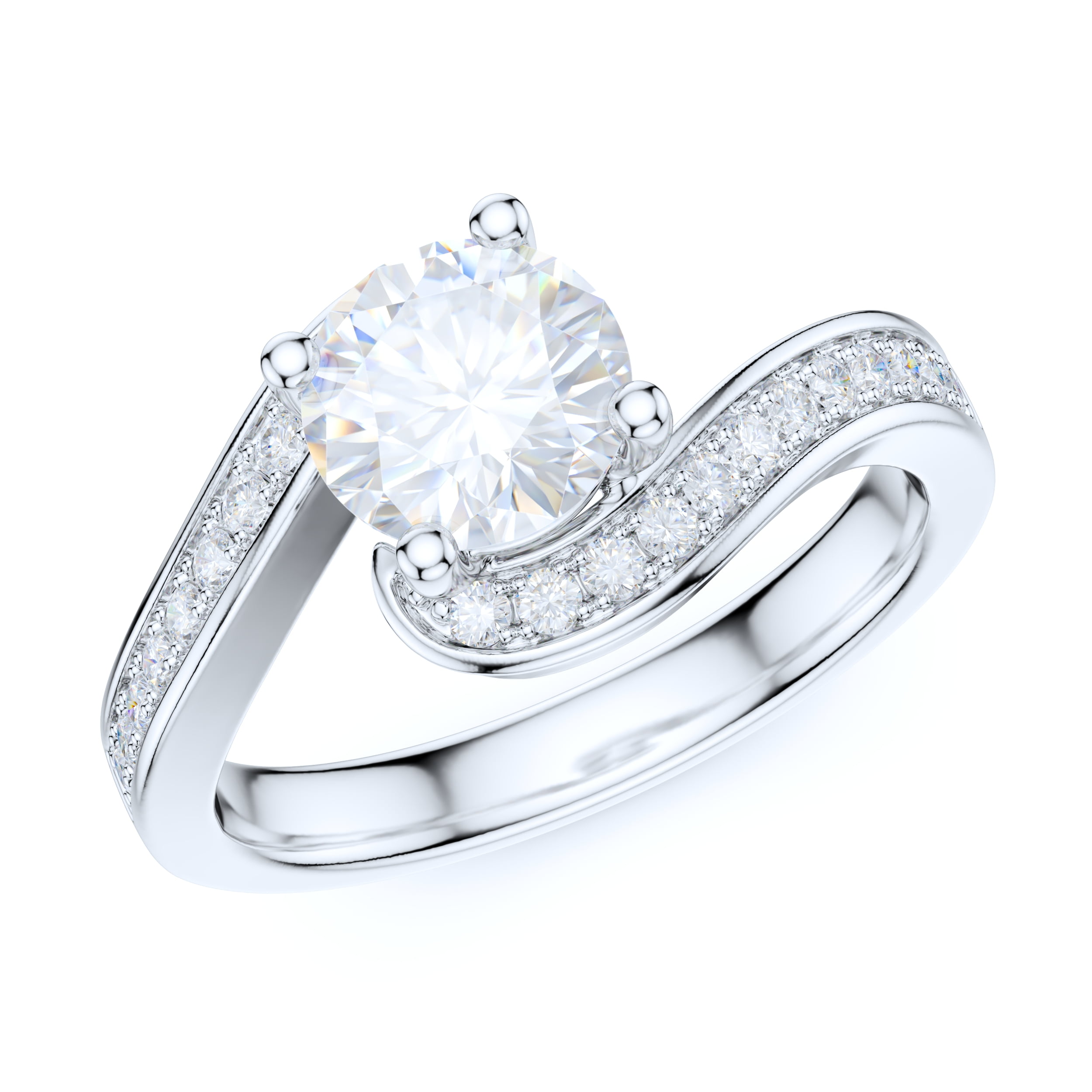 Sterling Silver Fancy Wave Infinity 1CT Simulated Round Brilliant Cut ...