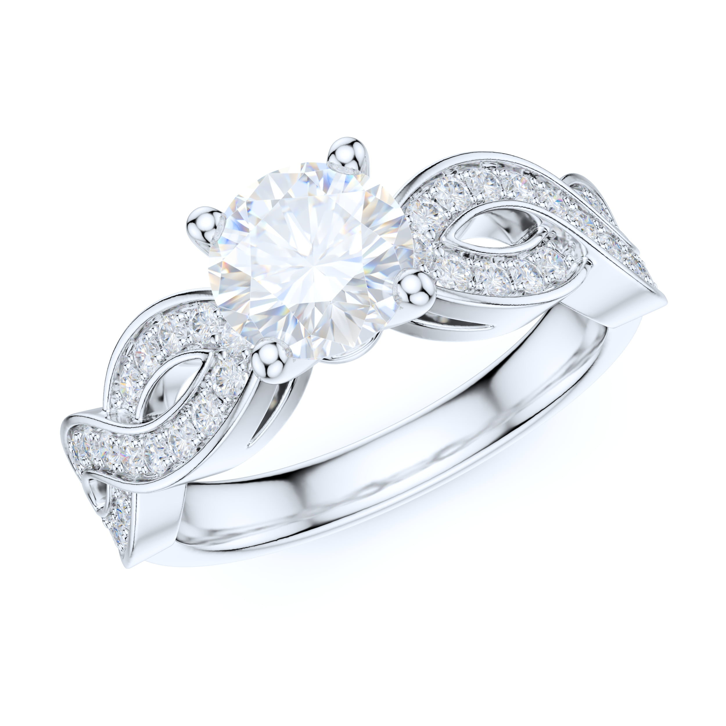 Sterling Silver Fancy Wave Intersecting Infinity 1CT Simulated Round ...