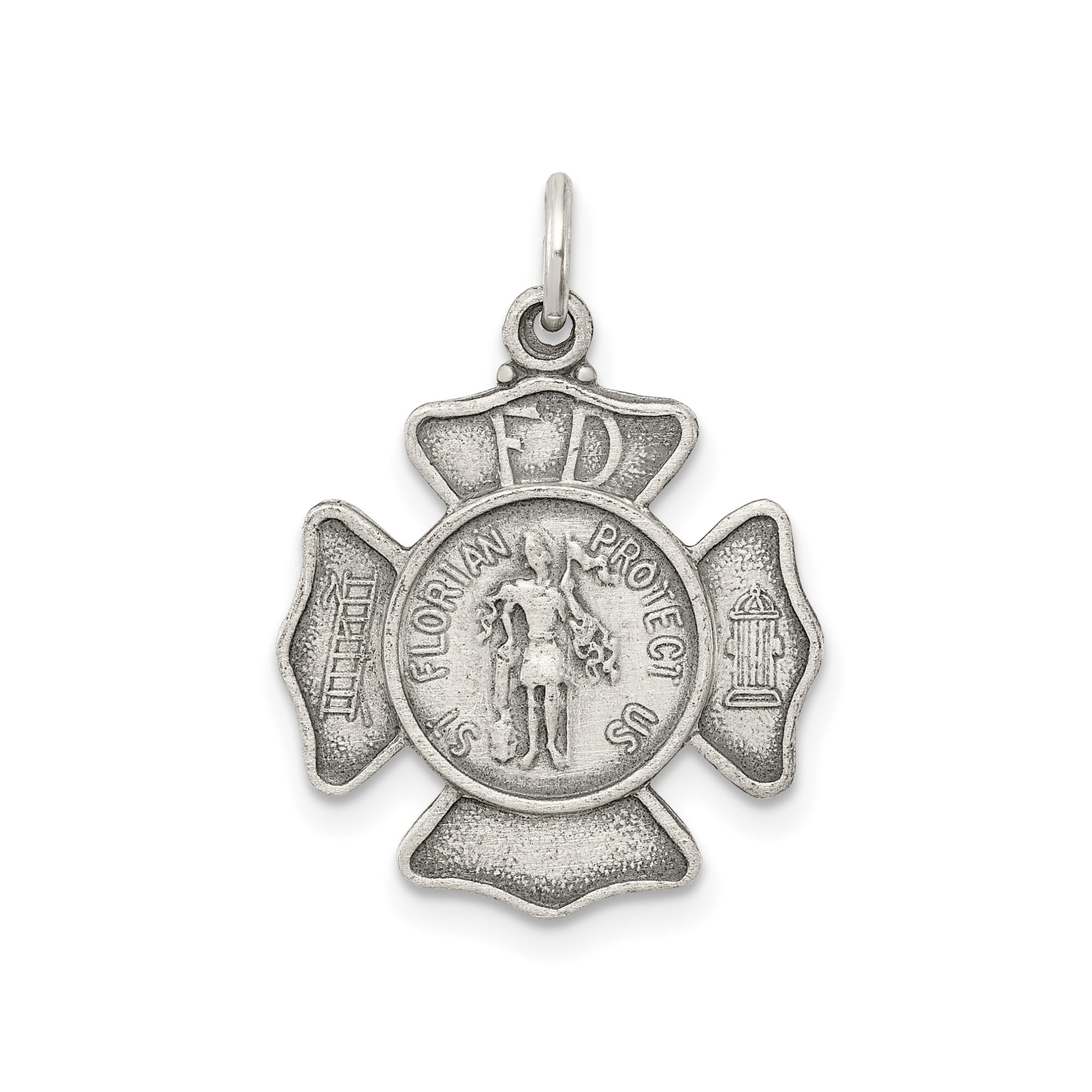 Sterling Silver Firefighter Pendant for Men with FD Maltese Cross, St ...