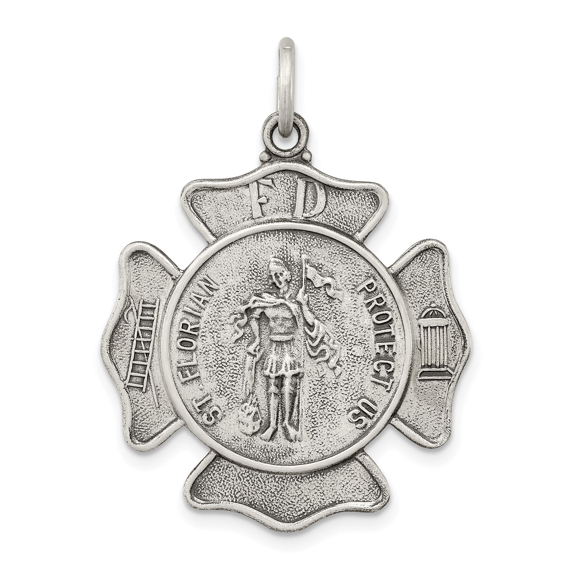 Sterling Silver Firefighter Pendant Necklace for Men, Maltese Cross ...