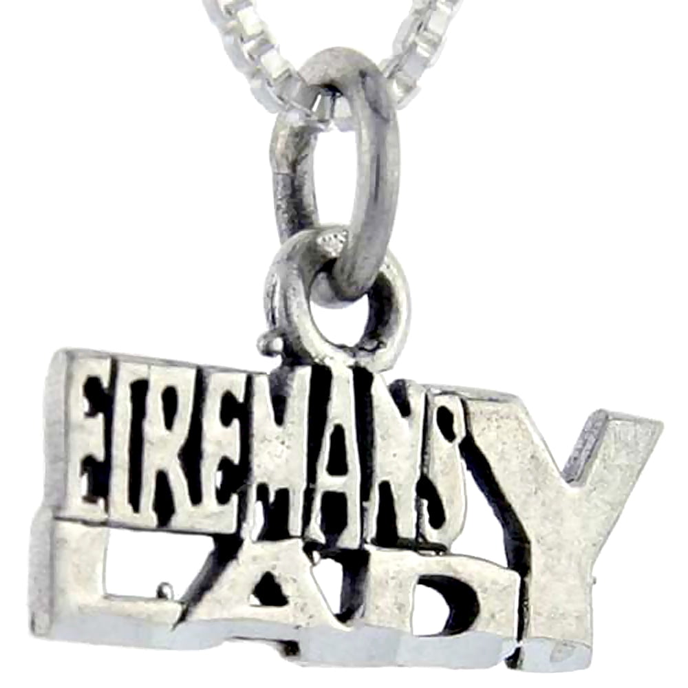 Sterling Silver Fireman's Lady Word Pendant, 1 inch wide - Walmart.com