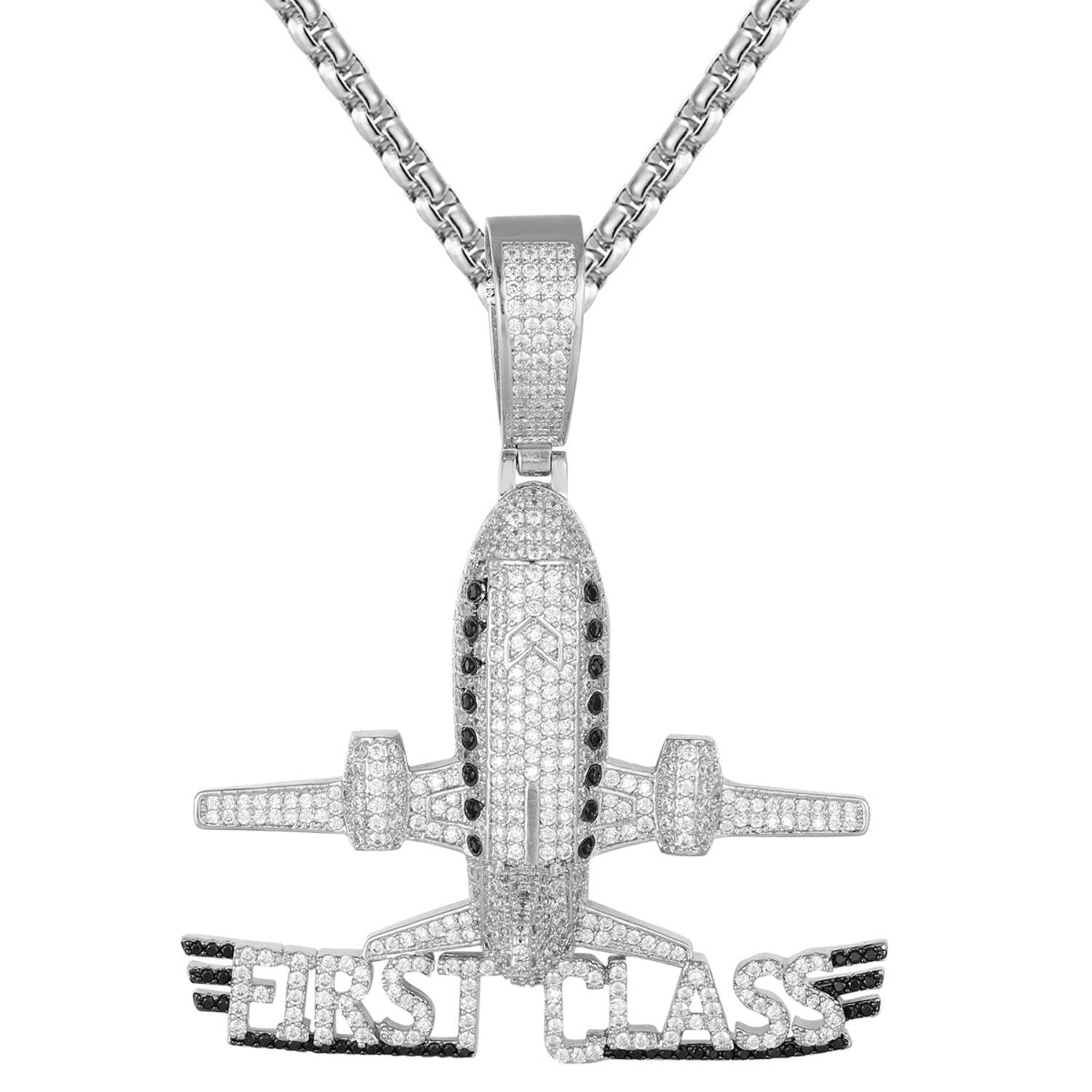 Sterling Silver First Class Airplane Rich Bling Custom Pendant ...