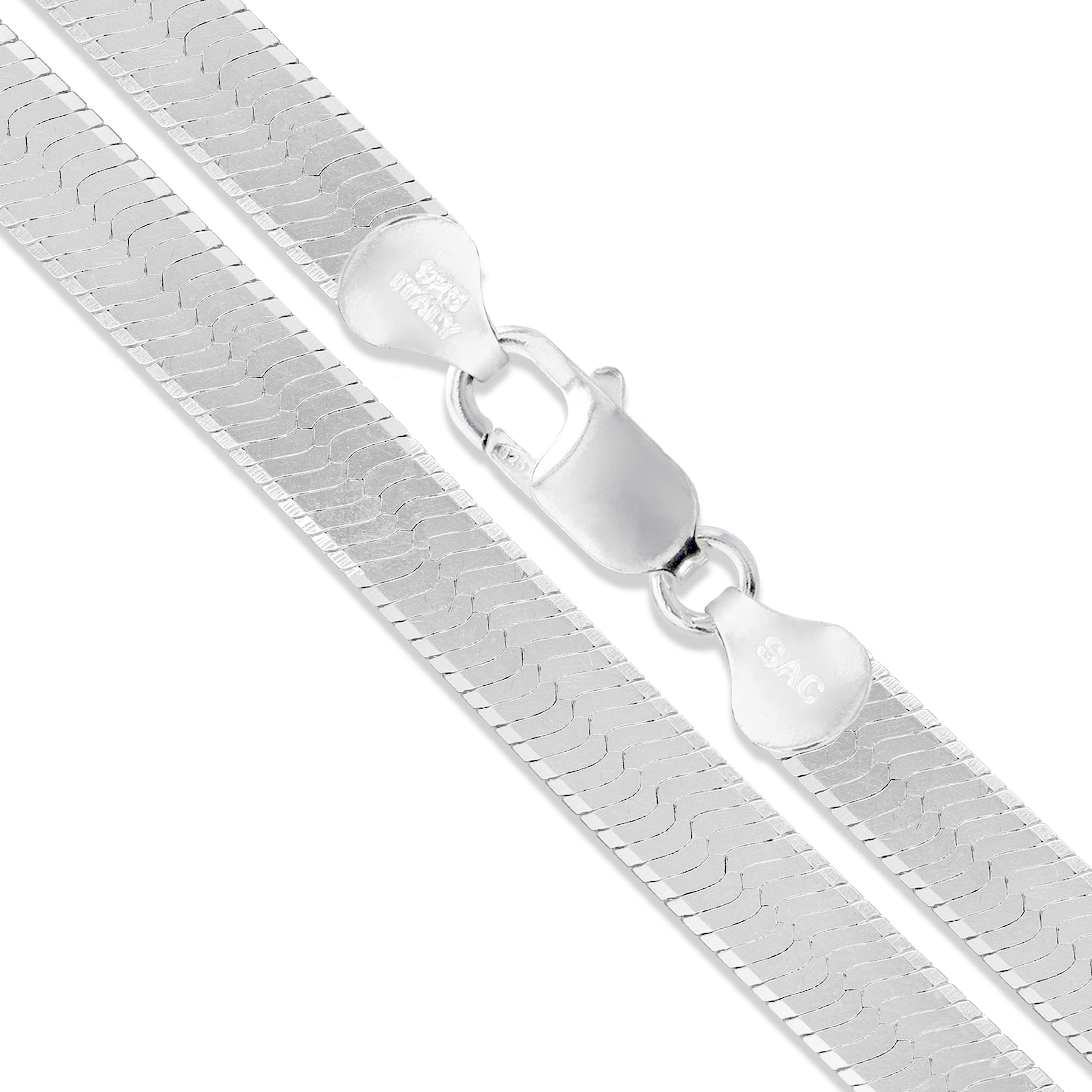 Sterling Silver Flexible Herringbone Bracelet 5.5mm Solid 925 Italian ...
