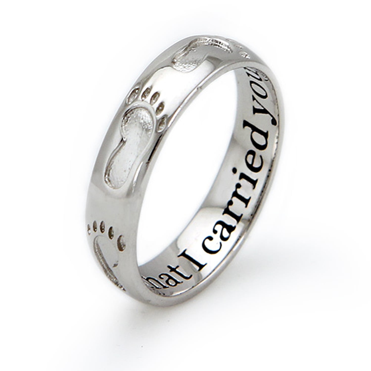 Sterling Silver Footprint in the Sand Inspirational Promise Ring ...