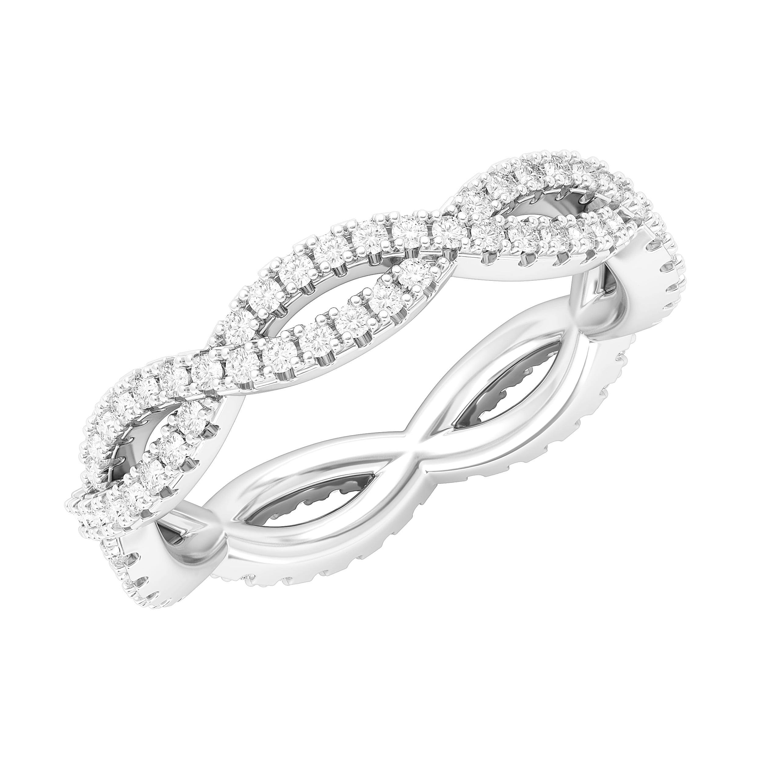 Sterling Silver Full Infinity Twist Simulated Diamond Eternity Ring ...