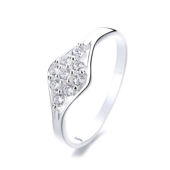 Sterling Silver Geometric Ring with Simulated Diamonds - Walmart.com