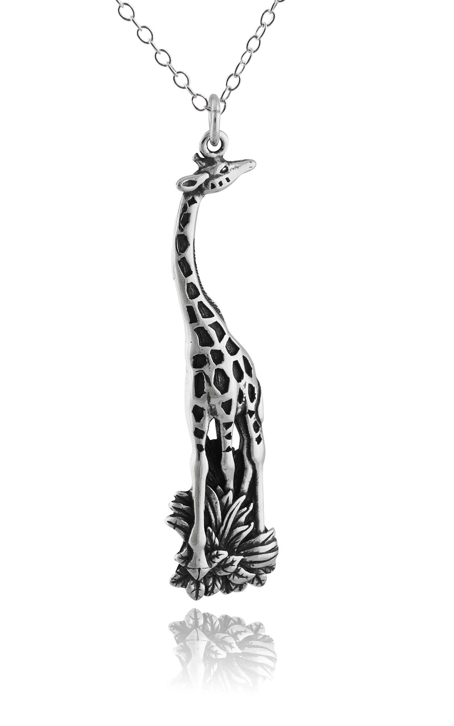 Sterling Silver Giraffe Charm Necklace, 18" Chain - Walmart.com