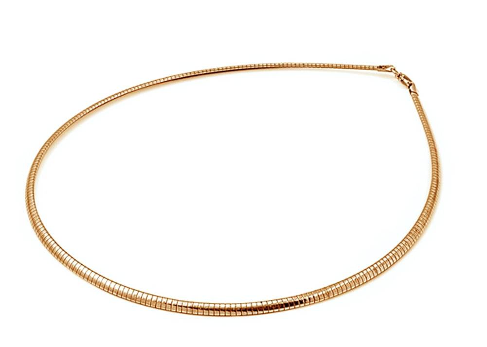 Sterling Silver Gold-Tone Reversible Omega Snake Chain 3mm Solid 925 ...