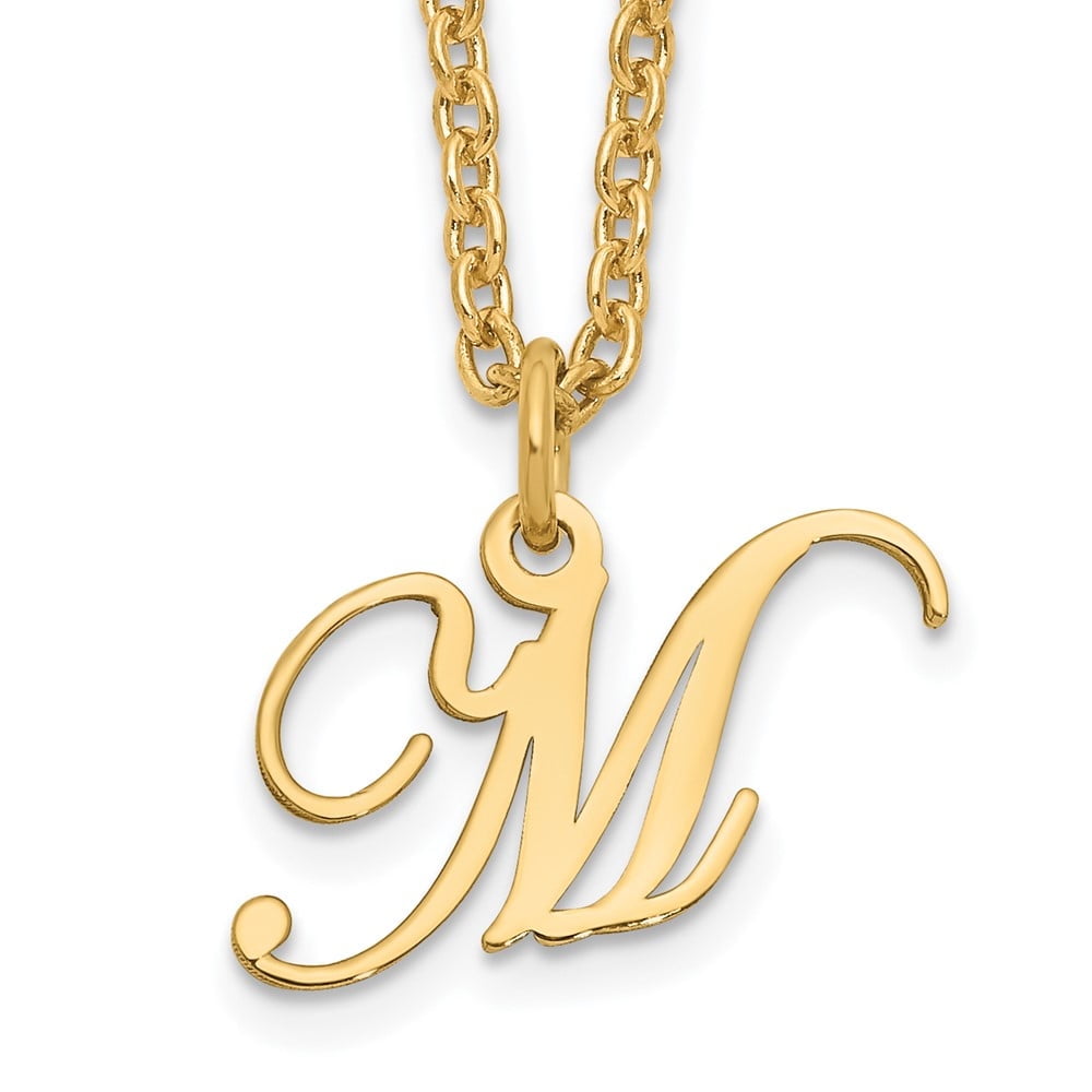Sterling Silver Gold-plated Letter M Initial Necklace - Walmart.com